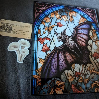 Stained Glass Bat Art Print Gothic Cathedral Window - Etsy