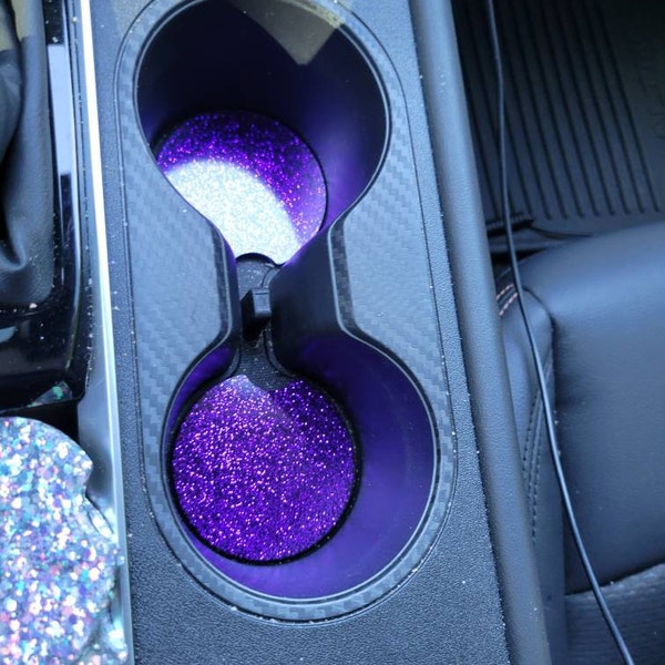 Purple Glitter Car Coasters: Sparkly Car Decor - BS Designs TX - Etsy