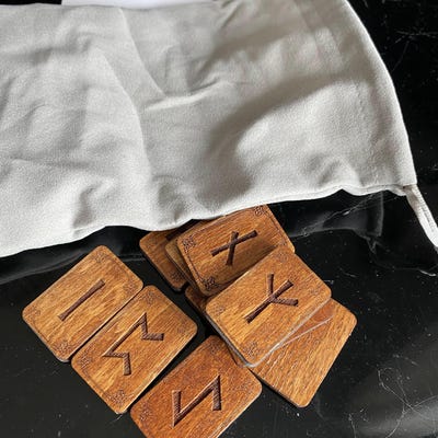 Wooden Runic Set, 25 Pcs With Velvet Pouch Wood Runes Elder Futhark - Etsy