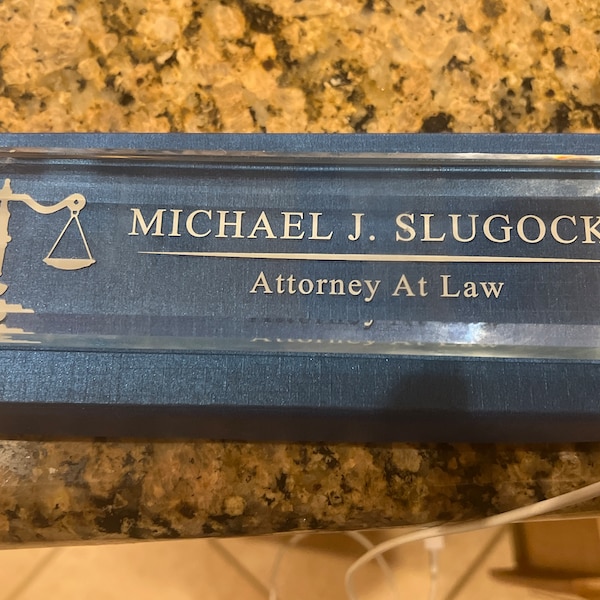 Attorney Glass Office Desk Name Plate, Clear JD Judge Nameplate, Lawyer ...