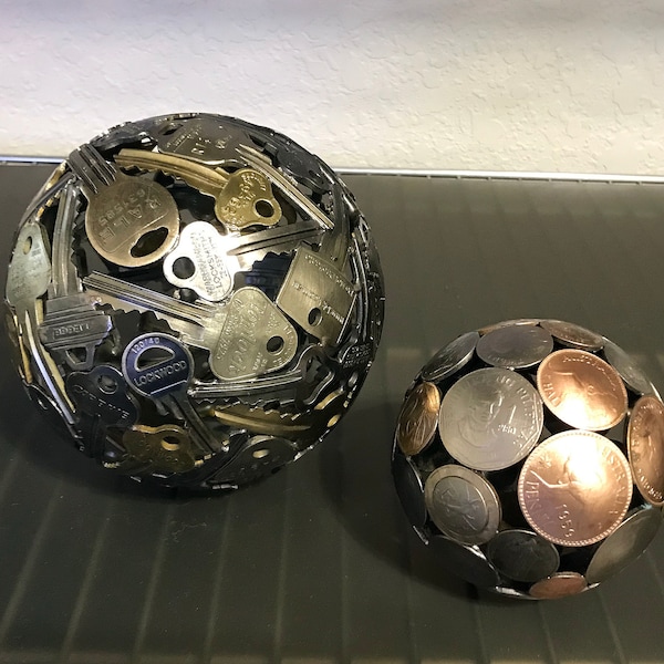 Mini Mixed World Coin Ball, 8.5 Cm Coin Sphere, Metal Sculpture ...