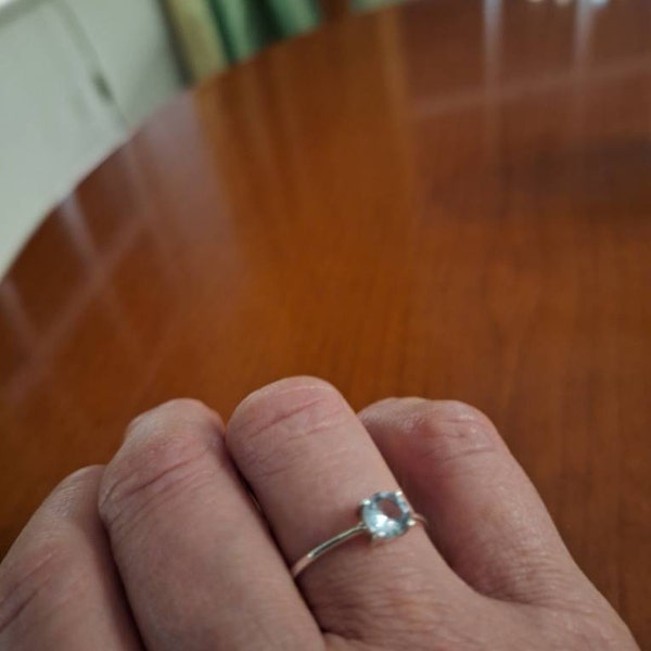 Aquamarine Sterling Silver Ring, Minimalist Round Prong, March ...