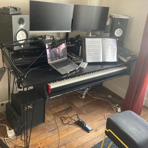 PIANO-DRAWER Desk With Wooden Legs and Dark Brown Bakelite - Etsy