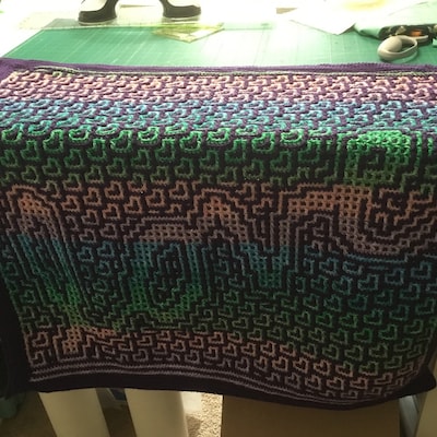 Crochet Pattern: All the Waves Interlocking locked Filet - Etsy