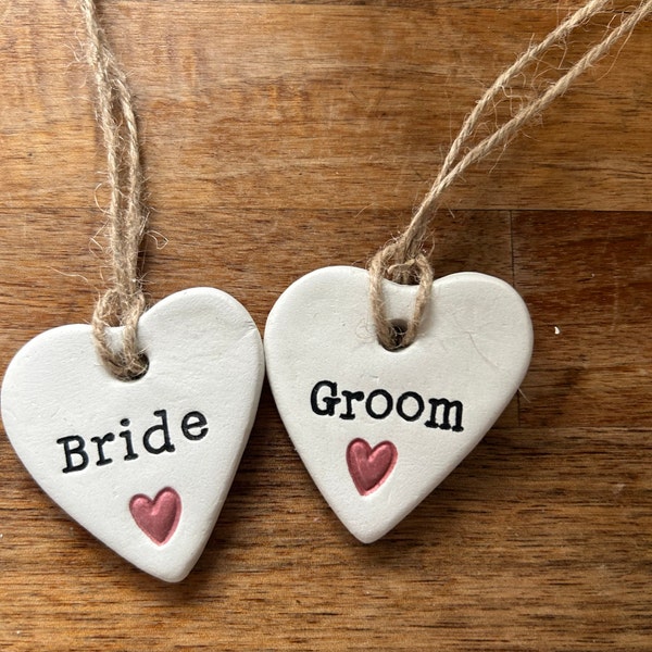 Personalised Clay Heart Name Tags: Wedding Favors - Etsy UK