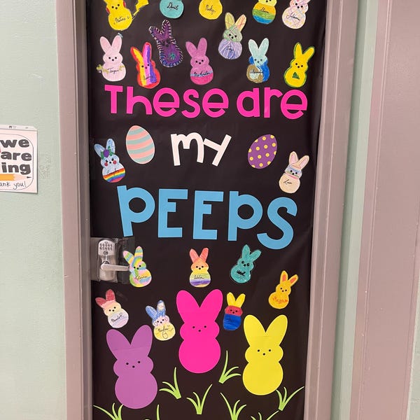 Peeps Easter Door Decor: Classroom Bulletin Board Designs - Etsy