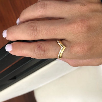 V Ring Set Stacking Ring Chevron Ring Minimalist Ring - Etsy