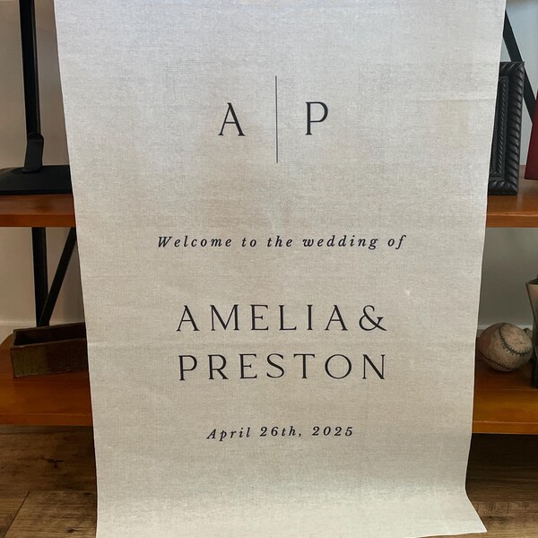 Large Fabric Welcome Sign, Wedding Welcome Sign, Linen Canvas Chiffon ...
