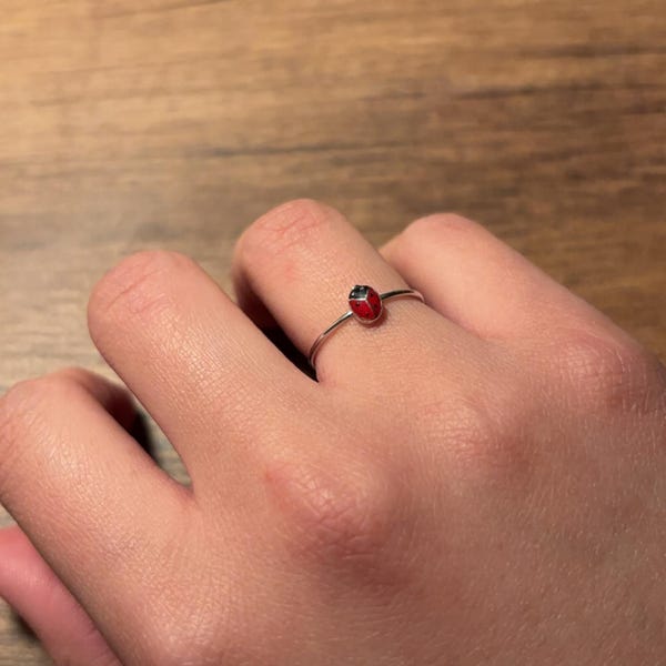 Sterling Silver LADYBUG Ring>ladybug Ring,925 Ladybird Ring,dainty ...