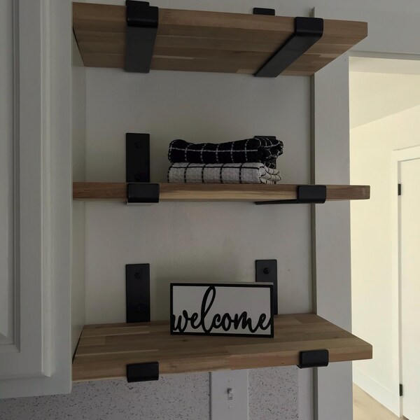Corner Shelf Bracket for Floating Shelves, Variety of Sizes, Black ...