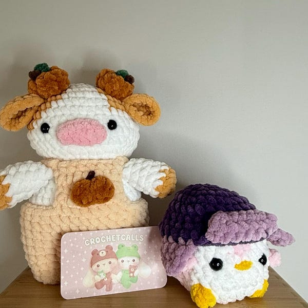 2-in-1 Pear Cows Crochet Pattern Bundle amigurumi Highland Cow Overall ...