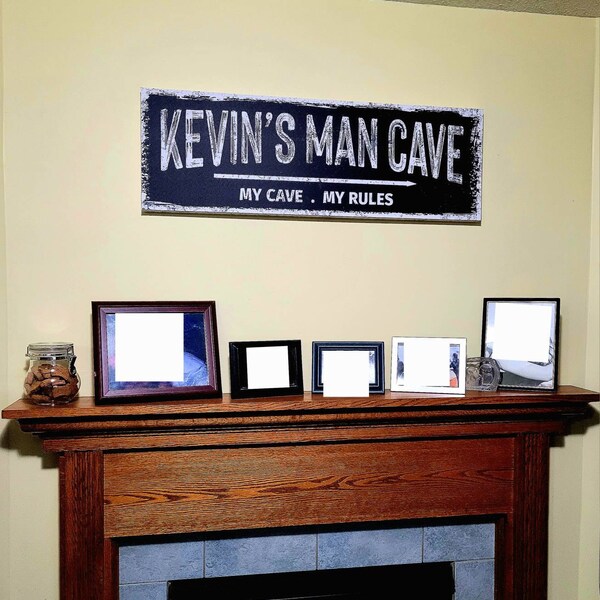 Man Cave Sign | Where the Game is Always on Bar Sign Wall Art | Man ...