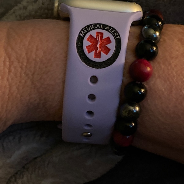 Engraved Medical Alert Apple Watch Band: Allergy ID, Custom Silicone ...