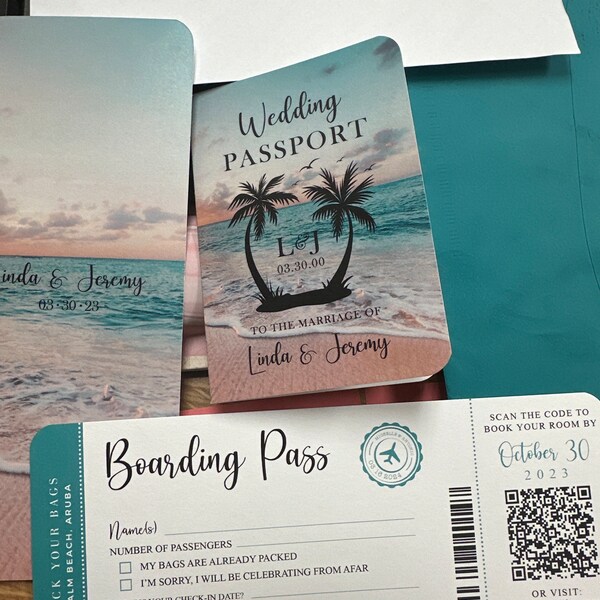 Boho Chic Boarding Pass Terracotta Save the Date Invitation for a ...