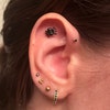Tiny Black Stone Threadless Flat Back Earring, 20,18,16ga, 5-10mm ...