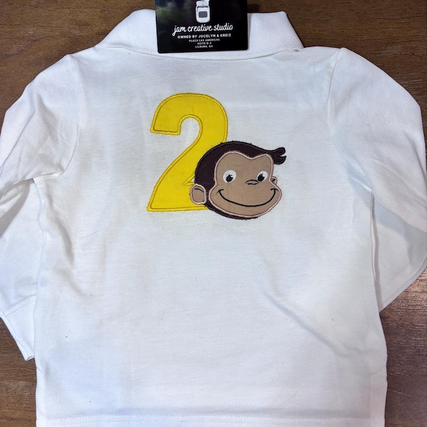 Curious George Number 2 Applique Embroidery Design - Instant Download ...