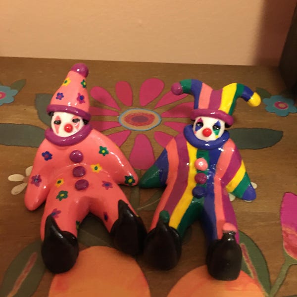 Mini Primary Colors Clown Figurine - Etsy