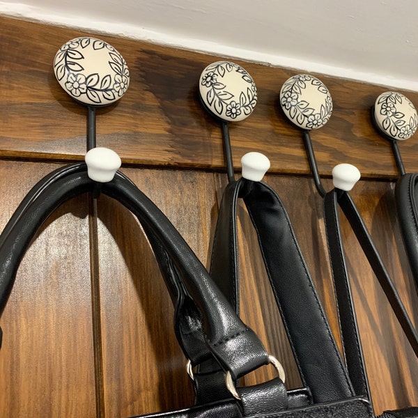 Floral Designed Ceramic Hook Handpainted Hooks Bathroom Hooks ...