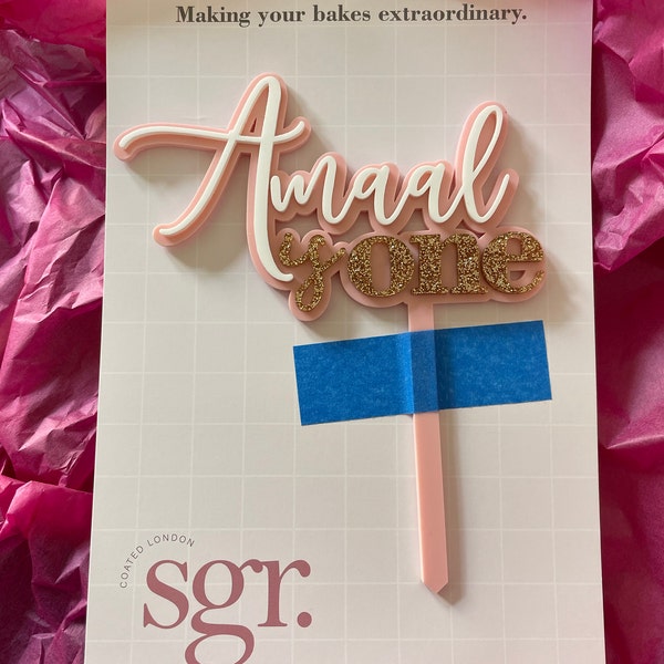 Personalised Double Layer Topper 'name is >age