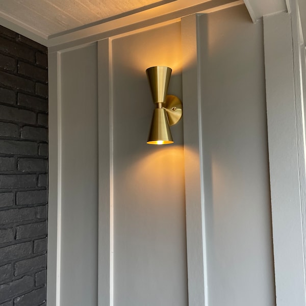 Double Cone Brass Bowtie Wall Sconce Modern UL Listed - Etsy