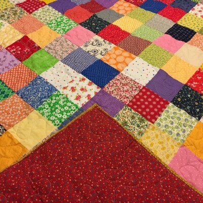 Full Size Quilt, Funky Random Patchwork Quiltpicnic/double Size81x81all ...