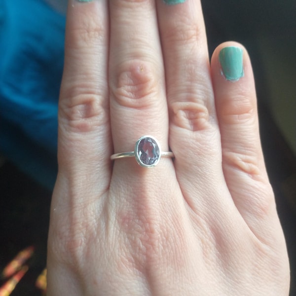 Dainty Alexandrite Ring, Color Change Alexandrite, 925 Solid Silver or ...