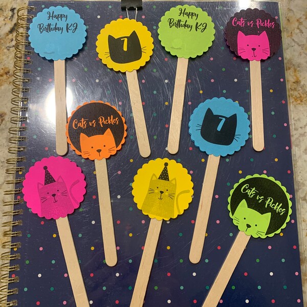 Cat Cupcake Toppers, Kitty Cat Party Decorations, Kitten Birthday Pawty ...