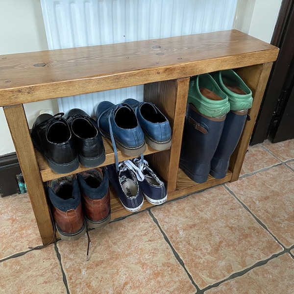 Shoe Bench Shoe Rack Boot Rack Shoe Storage Hallway Bench Boot Rack Oak ...