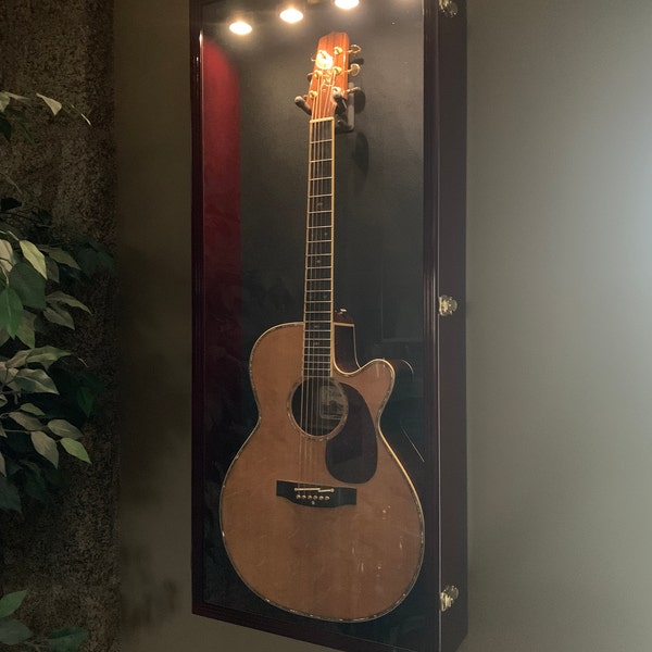 Guitar Display Case Cabinet Wall Rack for Fender Bass Acoustic W/98% UV ...
