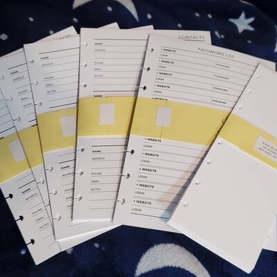 Printed Password List Insert Password Keeper Refill Website Login ...