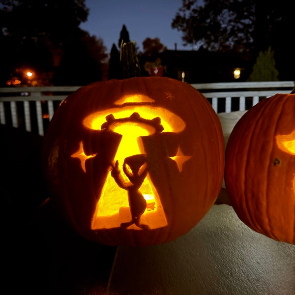 Alien Pumpkin Stencil, UFO Printable Stencil, Jack O' Lantern, Pumpkin ...