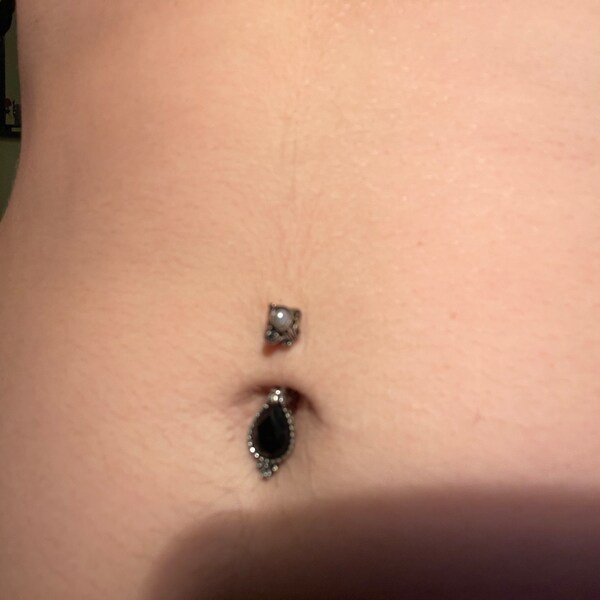 Elegant Silver Black Vintage Belly Button Ring | Dainty Minimalist ...