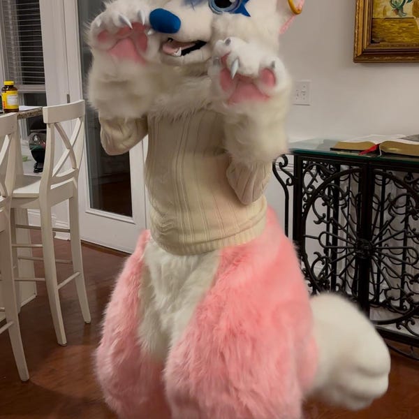 Adopt!pink&white Full Fursuit Pants, Furry Convention Custom, Fursuit ...