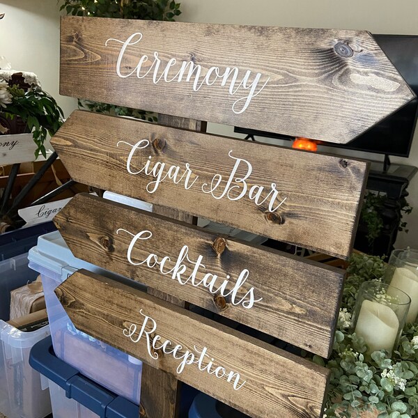 Wedding Directional Signs, Wood Wedding Signs With Stake, Rustic ...
