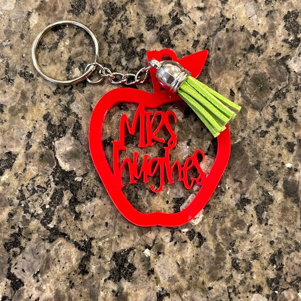 Teacher Apple Key Chain SVG Cut File - Etsy