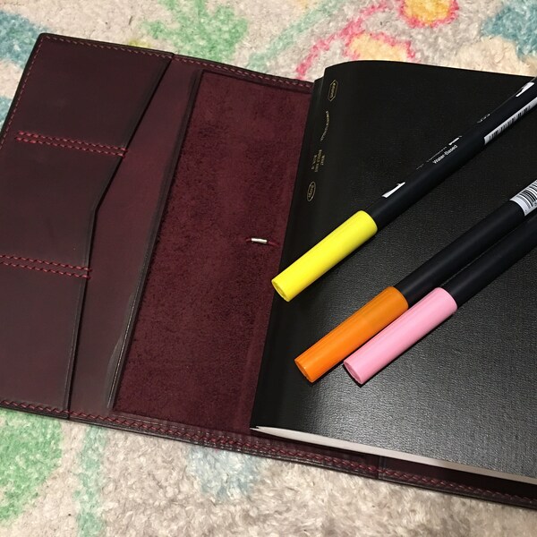 Personalized Leather Pocket Travelers Journal A6 Leuchtturm Cover Field ...