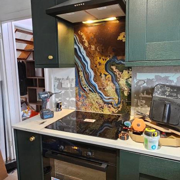 Kitchen Splashback Dak Stone Texture Granite Marble Tempered Glass ...