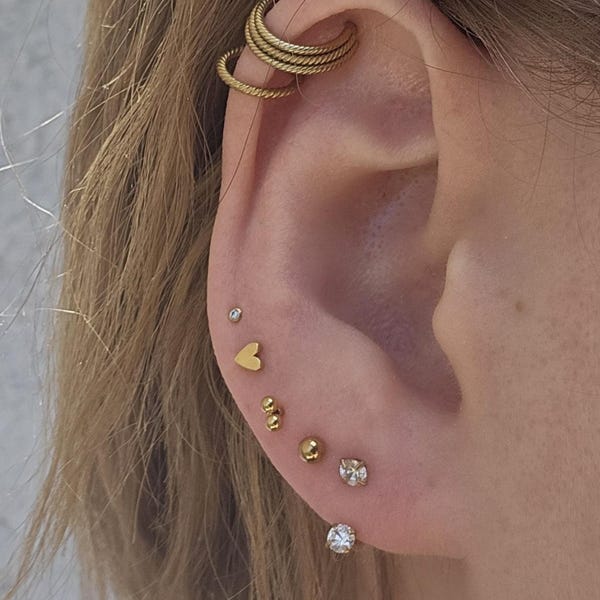 20G/18G/16G Heart Push Pin Labret • Threadless Flat Back Earring ...