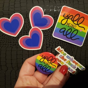 Y'all Means All Pride Gay Pride Flag Rainbow Button Pin - Etsy