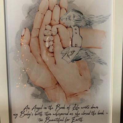 Angel Baby and Parents Memorial Keepsake Art Print Infant Loss ...