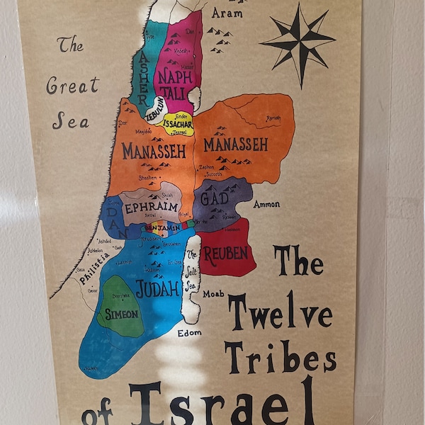 Israel 12 Tribes Map - Etsy