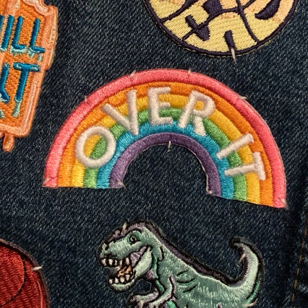 Over It Rainbow Embroidered Iron-on Patch - Etsy