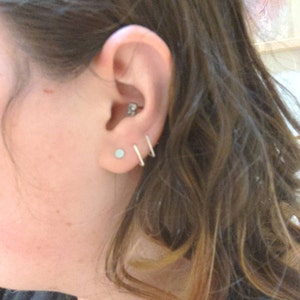 Double Piercing Half Hoop Earrings Minimalist Earrings Gold - Etsy