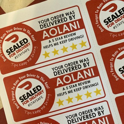 Personalized Doordash Themed Delivery 4x2 Sealed for Delivery Delivery ...