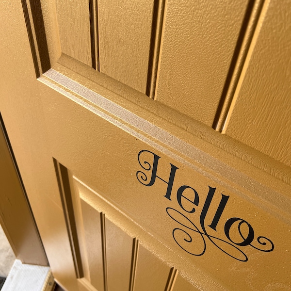 Ornamental Hello Vinyl Decal - Hello Vinyl Sticker - Hello Door Decal ...