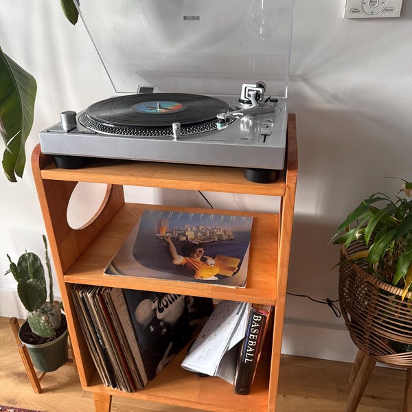 Wooden Turntable Stand | Vintage Vinyl Storage Unit | Handmade Record ...