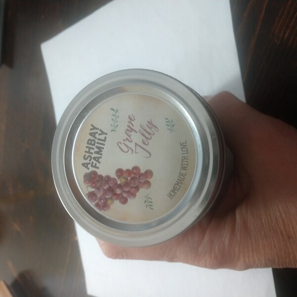 Customized Label - Grape Jelly, Jam, Preserves, Juice Canning Jar Label ...