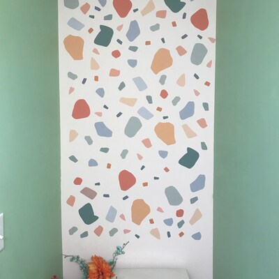 Pastel Terrazzo Wall Decals, Abstract Fabric Wall Stickers, Modern Wall ...