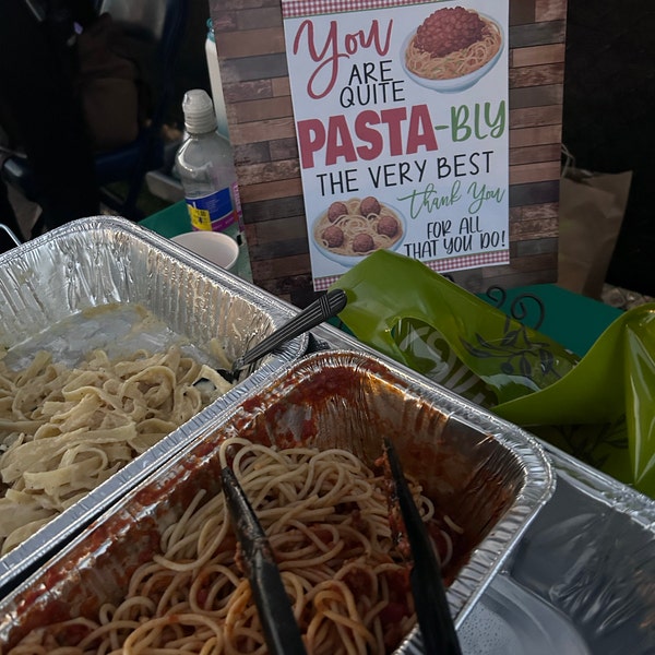 Pasta Sign, Appreciation Printable, You Are Pasta-bly the Very Best ...