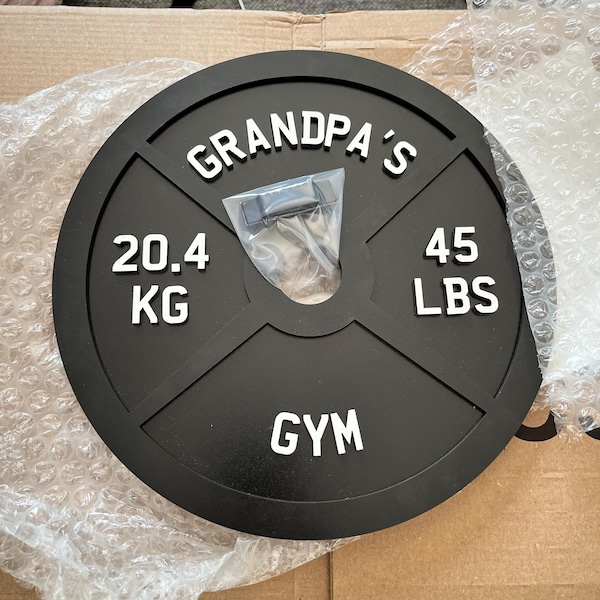 3D Printed Barbell Sign, Mancave, Studio, Shed, Weightlifting Plaque ...